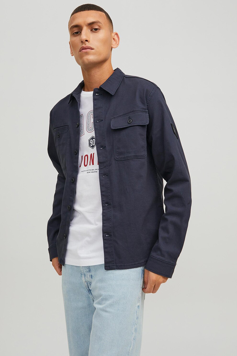 Jack & Jones, Яке тип риза с джобове на гърдите, Индиго, L - eMAG.bg