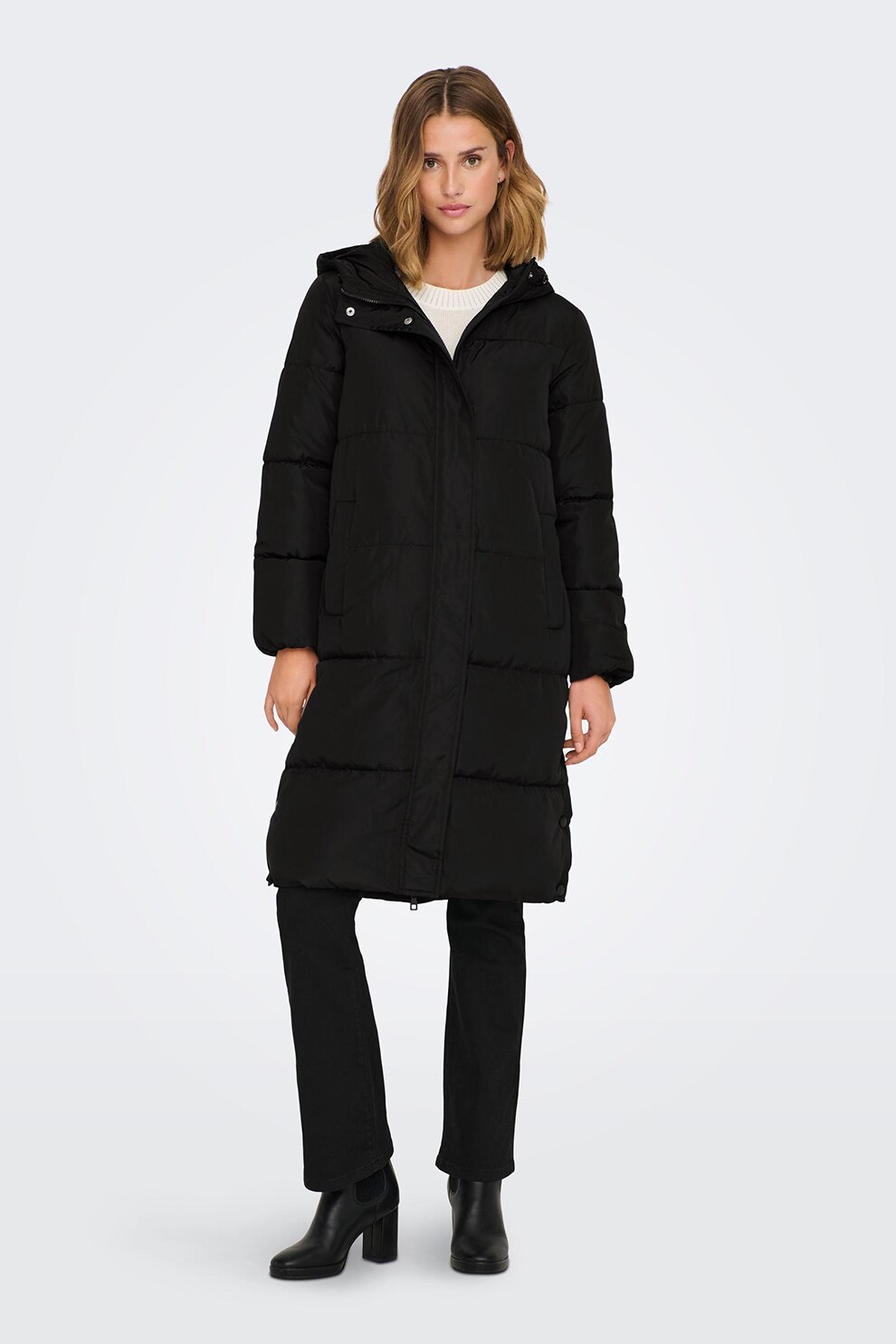 JdY, Geaca lunga cu vatelina, Negru, M - eMAG.ro