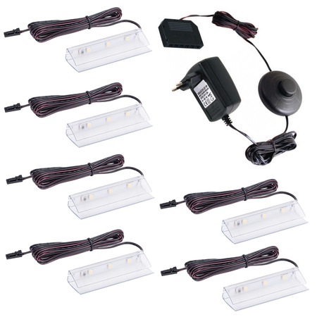 Set 6x Clip LED Pentru Raft Mobila Plastic cu Sursa de Alimentare 0.25W ...