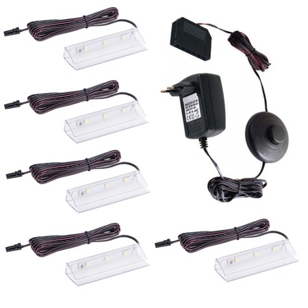 Set 5x Clip LED Pentru Raft Mobila Plastic cu Sursa de Alimentare 0.25W ...