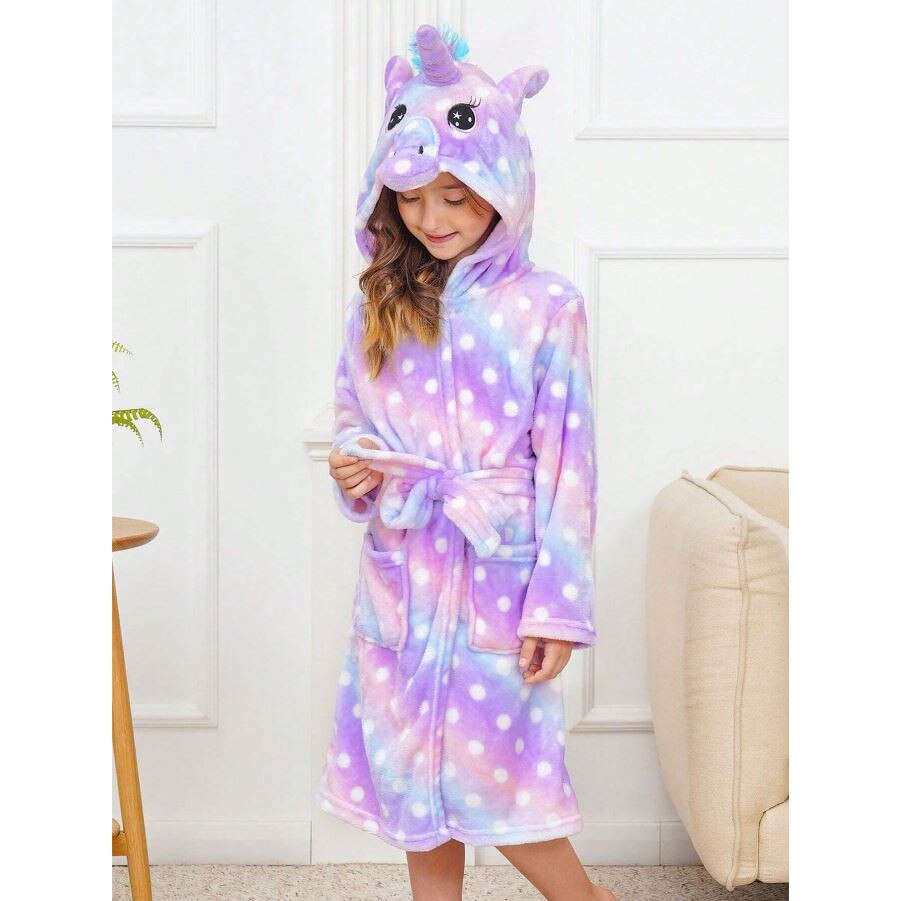 Halate de baie pentru copii, model cu Unicorn, imprimeu constelatie cu ...