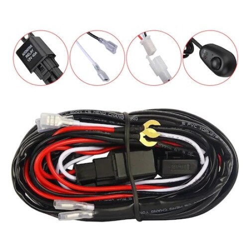 Cablaj Pentru LED Bar/ Proiector auto, Releu si Buton On/Off, 12V, 40A ...