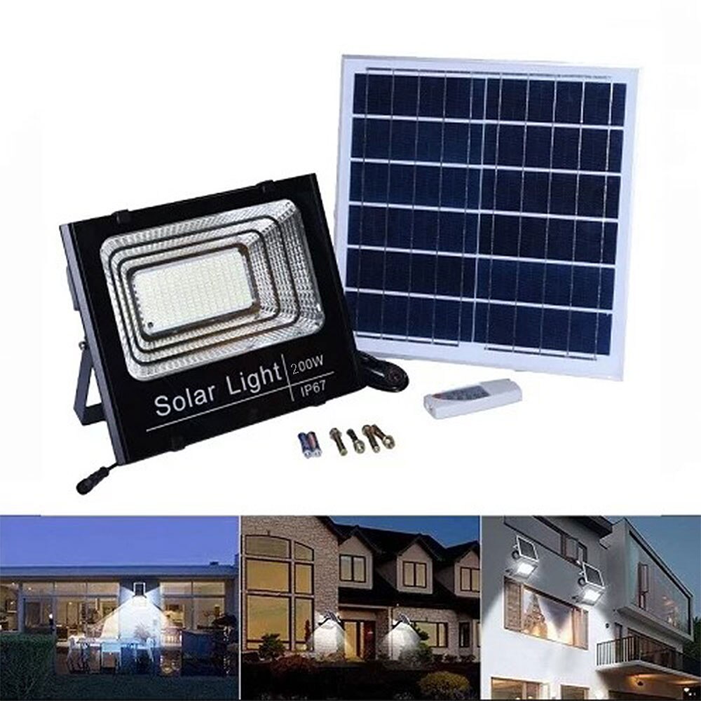 Proiector LED SIKS de Exterior De 200W Cu Panou Solar, Telecomanda Cu ...