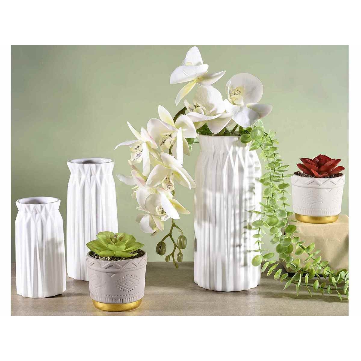 Set 3 vaze portelan alb 11x25 cm, 9x20 cm, 8x15 cm - eMAG.ro