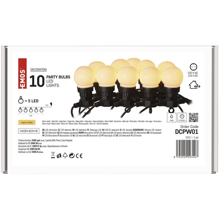 Sir luminos LED Emos Party Light DCPW01, 10 becuri, lumina alba calda ...