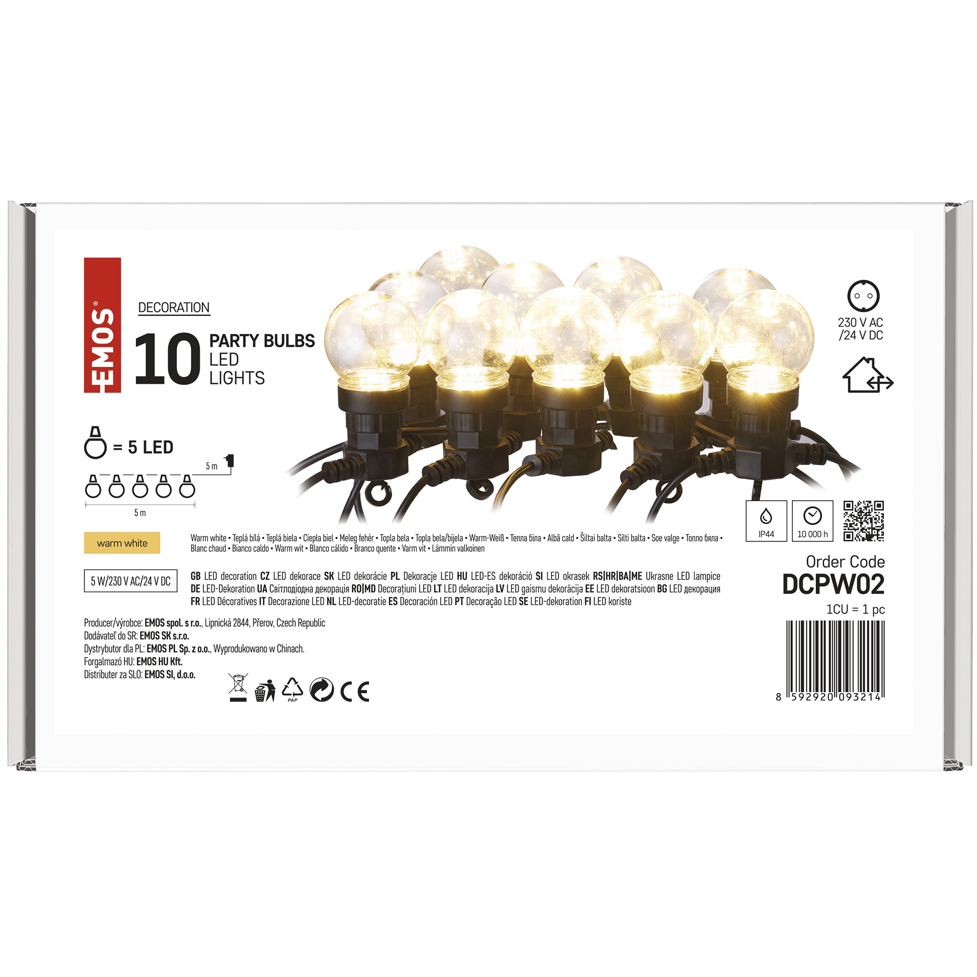 Sir luminos LED Emos Party Light DCPW02, 10 becuri, lumina alba calda ...