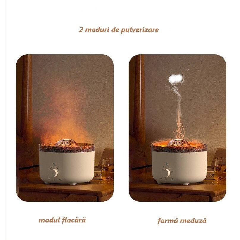 Umidificator de tip vulcan, Flippy, cu aromaterapie, cu telecomanda ...