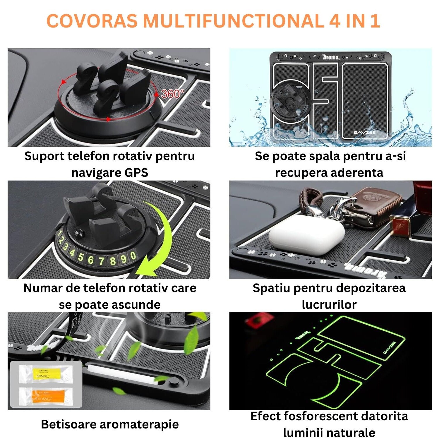 Suport numar telefon 4 in 1 antiderapant, HITTERGEM®, numar telefon ...