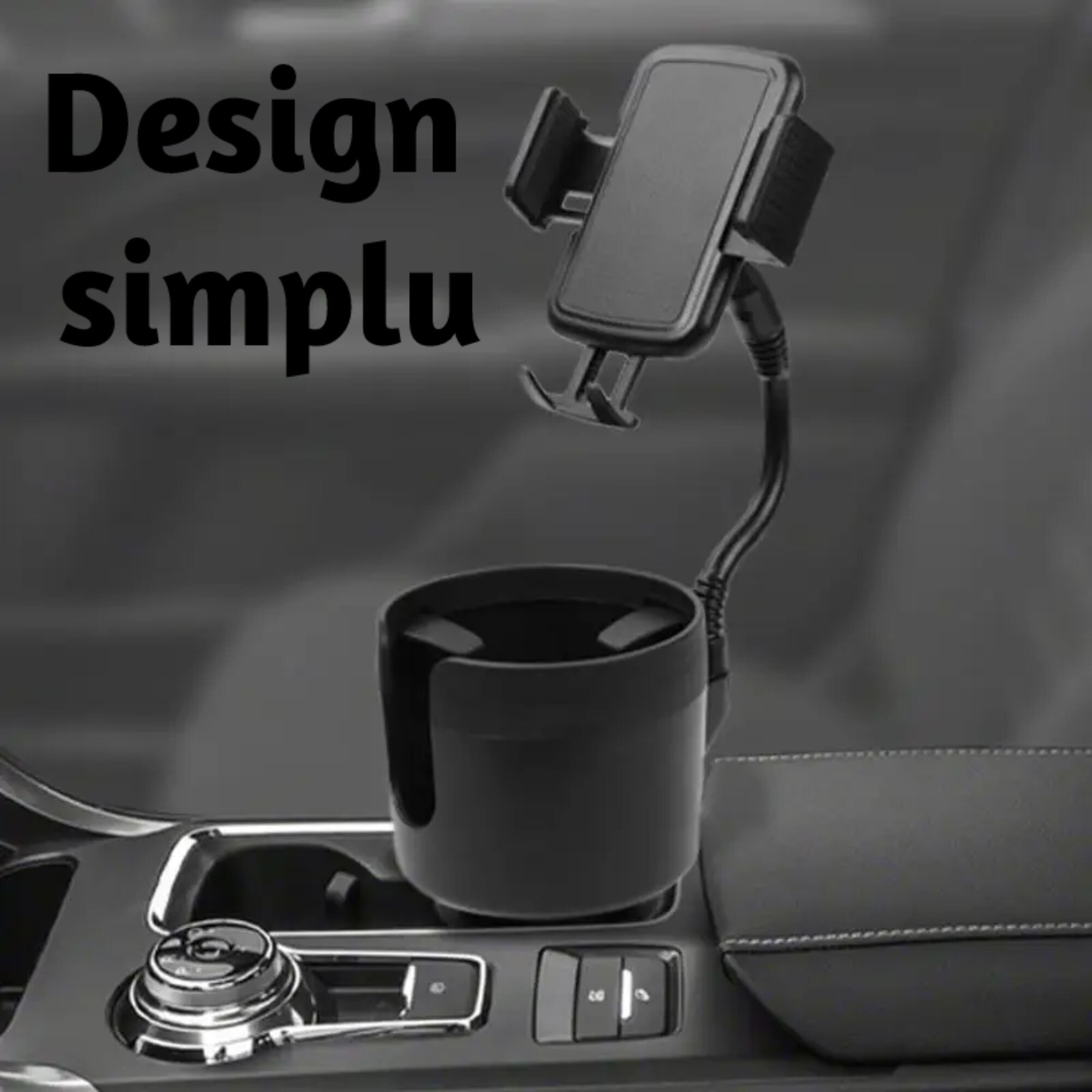 Suport auto de telefon si bauturi 2 in 1, baza reglabila, brat flexibil ...