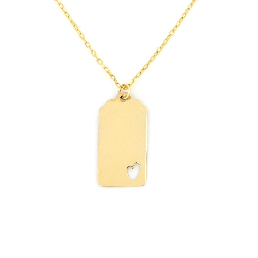 Lant cu placuta si inima, aur 14k - eMAG.ro