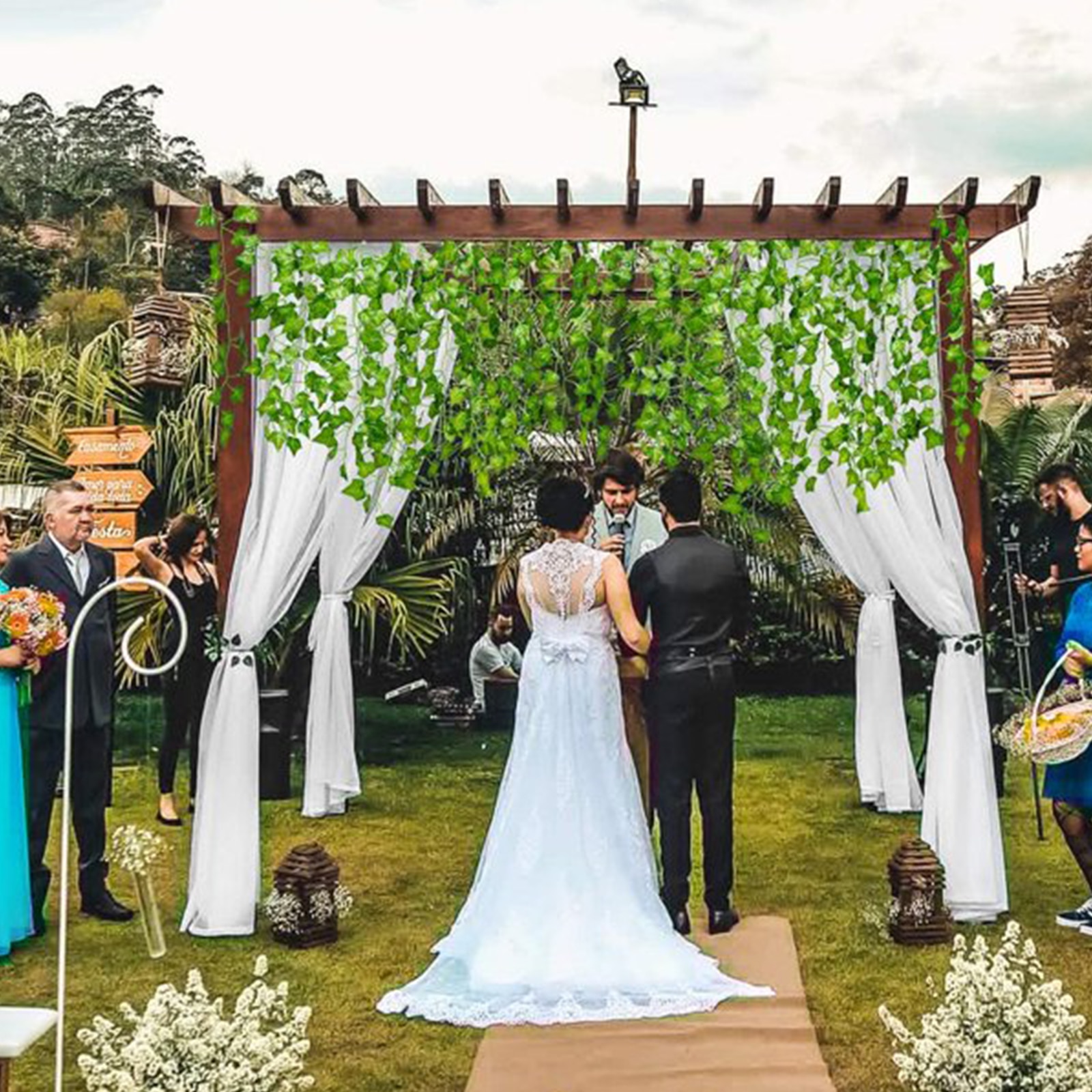 Set 24 ghirlande iedera artificiala, Darklove, Pentru decorare, Perete ...