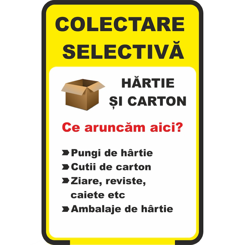 Sticker decorativ, semn indicator, Colectare selectiva hartie si carton ...