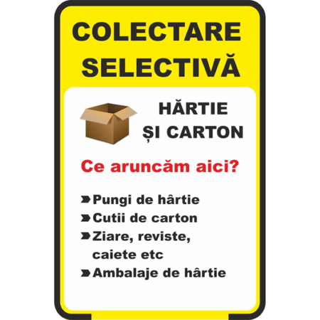 Sticker decorativ, semn indicator, Colectare selectiva hartie si carton ...