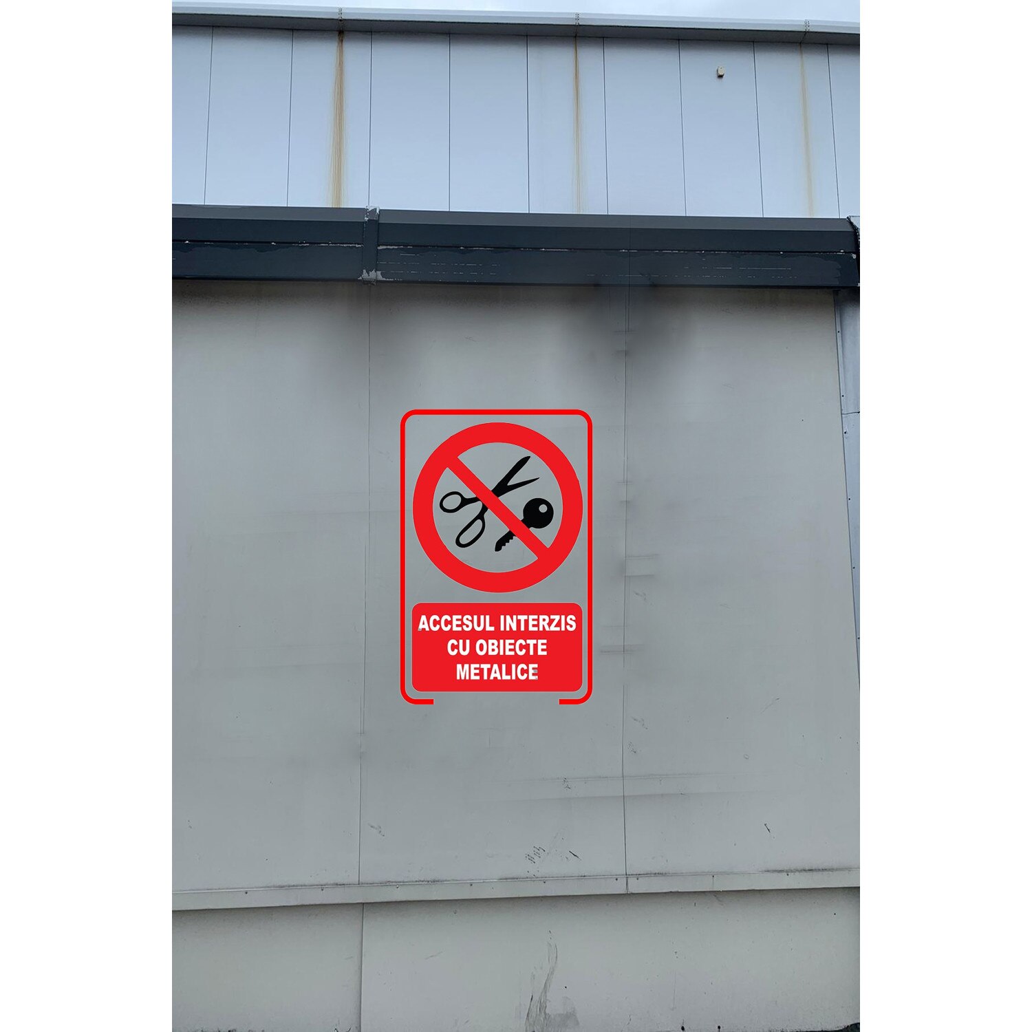 Sticker decorativ, semn indicator, Accesul interzis cu obiecte metalice ...