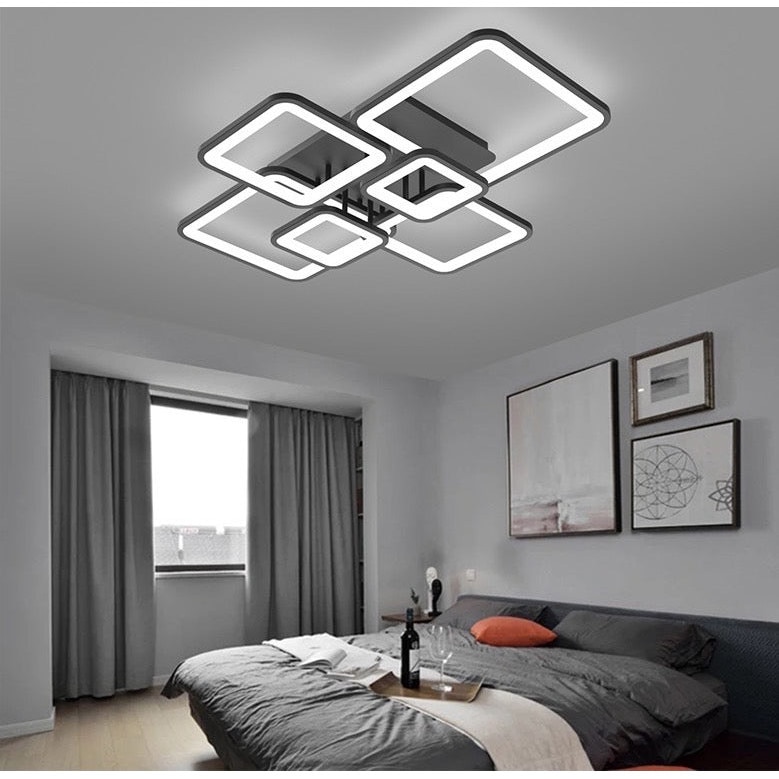 Lustra LED RFAN, Model K002-6 BK, Cu Telecomanda, 3 Tipuri De Lumina ...