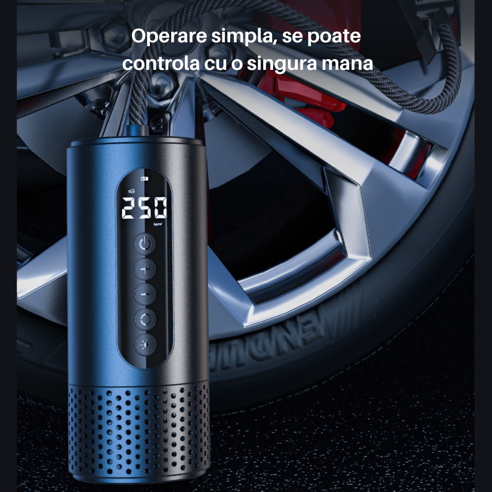 Compresor auto portabil SpectrumPoint®, baterie 4500 mAh, lanterna ...