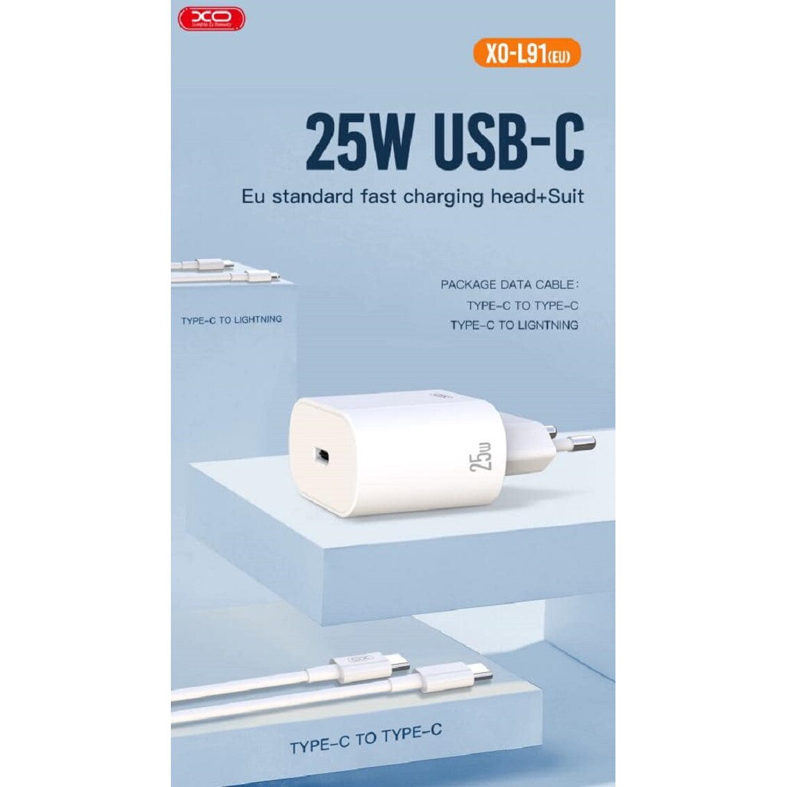 Adaptor Priza XO L91, Tip C, 3A, 25W, Alb - eMAG.ro