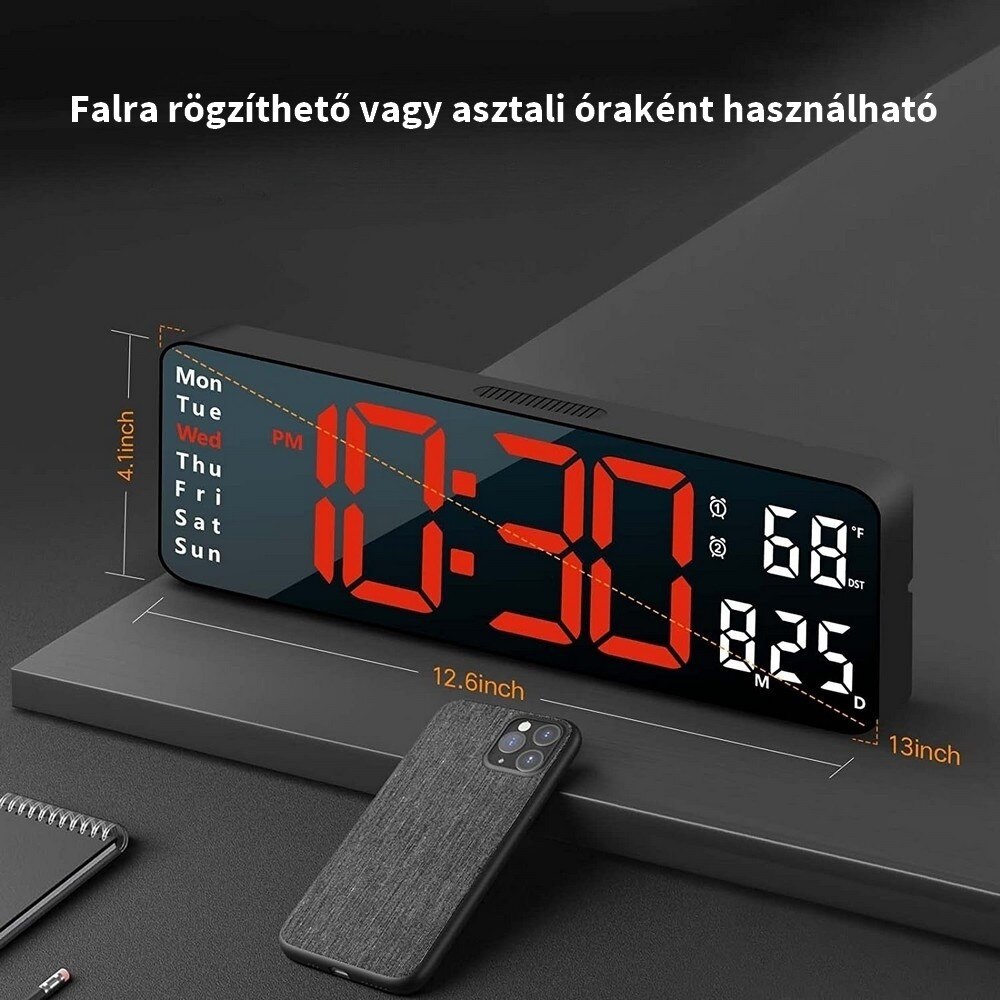 Ceas LED cu afisaj data-temperatura, telecomanda, alb-verde - eMAG.ro