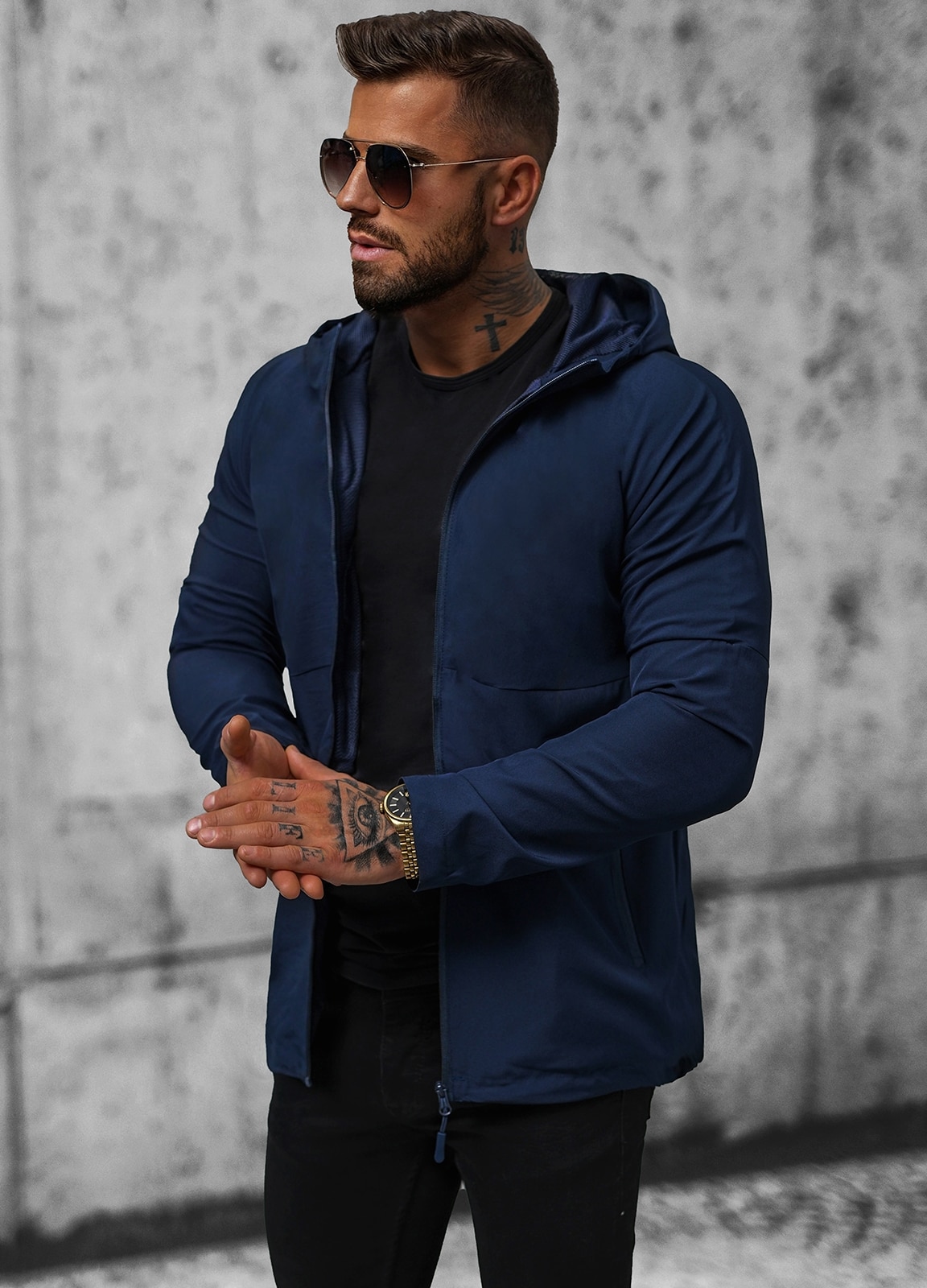 Jacheta de primavara barbati albastru marin OZONEE JS/HM144/4 M - eMAG.ro