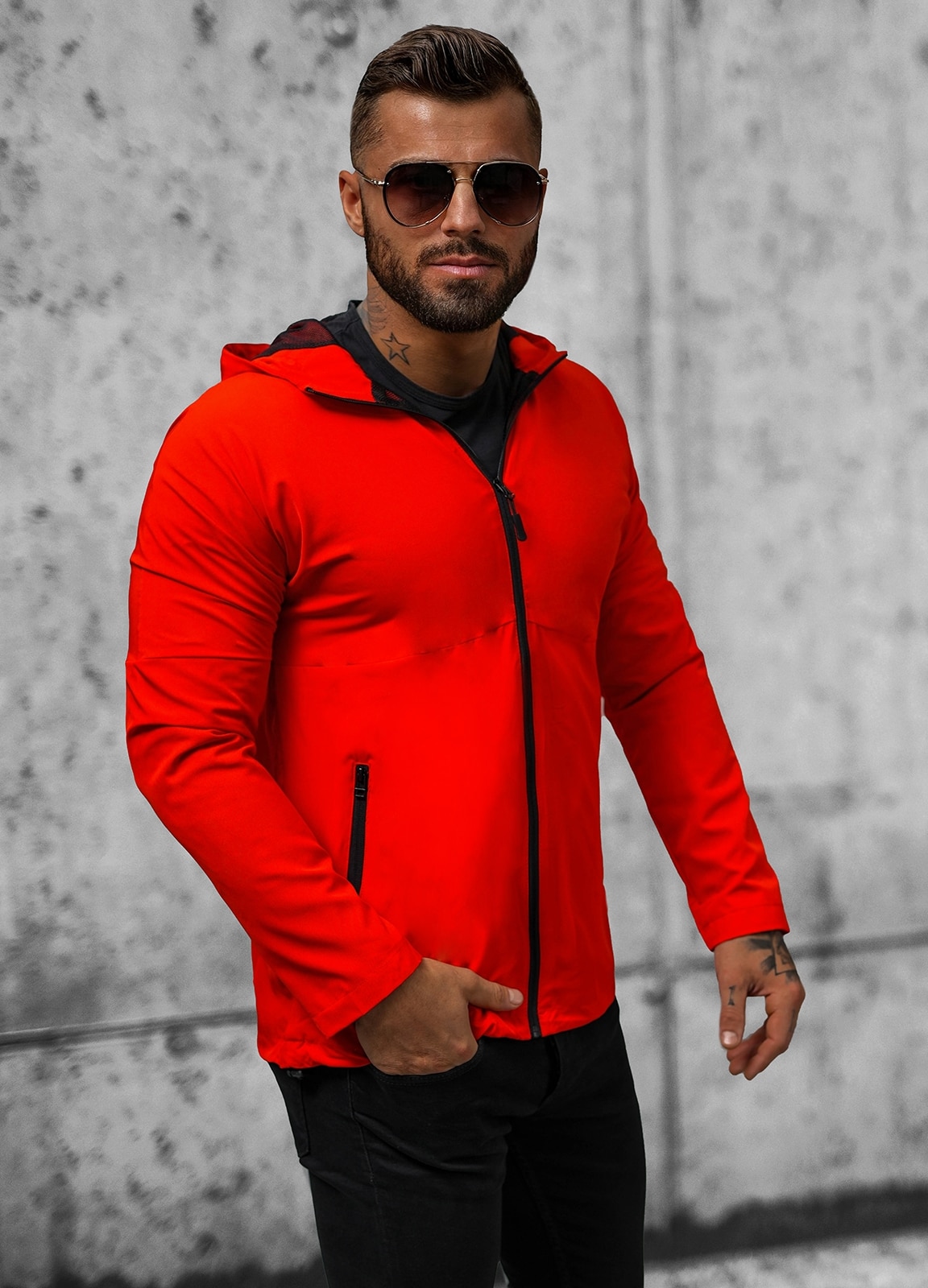 Jacheta de primavara barbati rosie OZONEE JS/HM144/5 XL - eMAG.ro