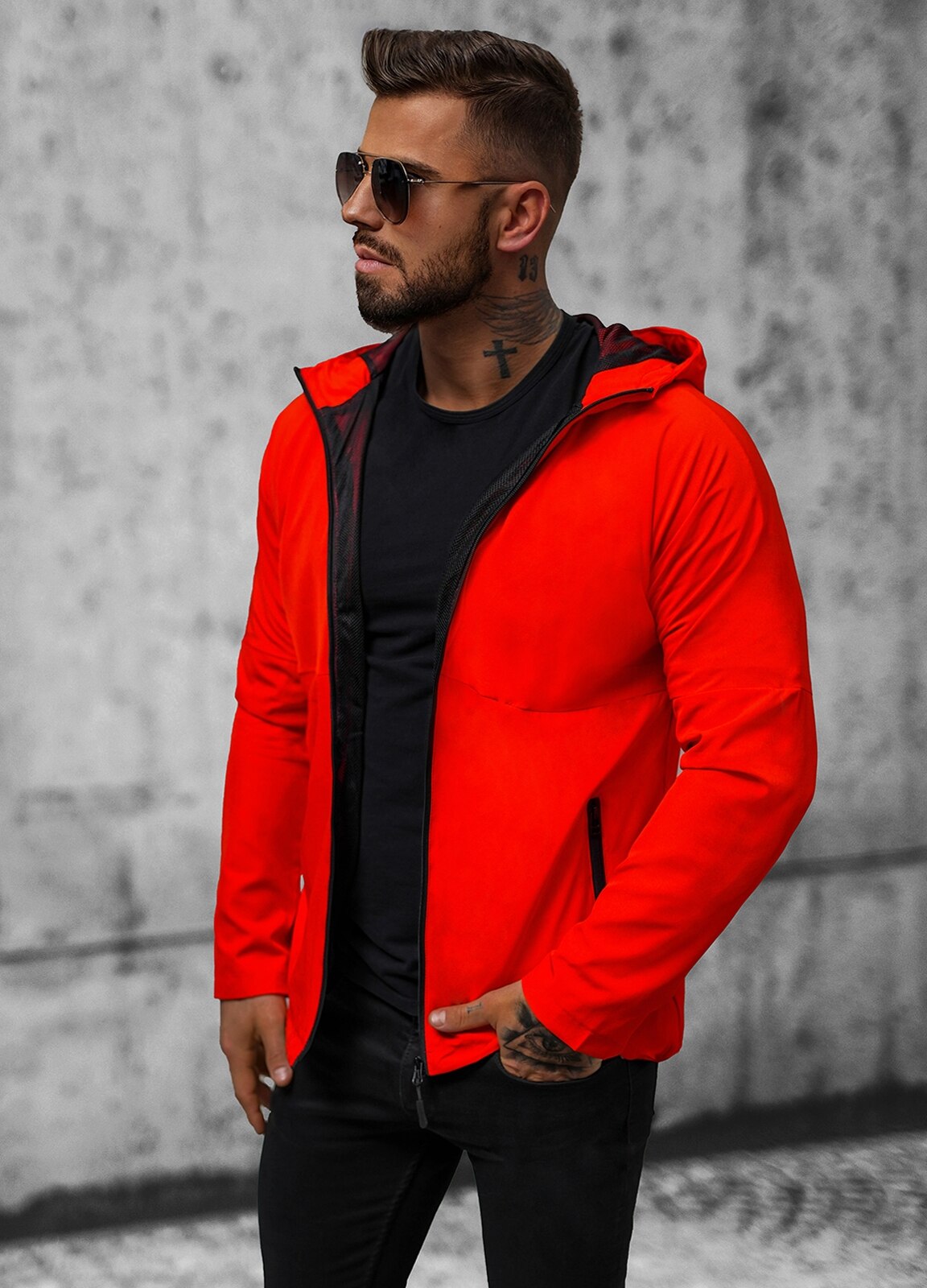 Jacheta de primavara barbati rosie OZONEE JS/HM144/5 XL - eMAG.ro