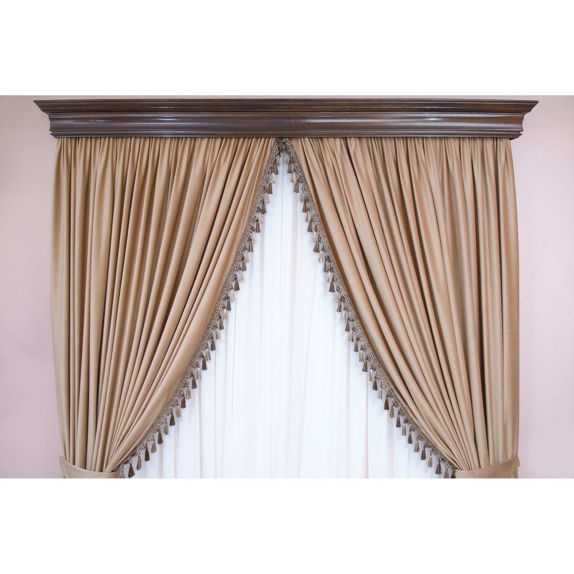 Set de 2 draperii din catifea, cu rejansa, bej auriu, semiopace ...