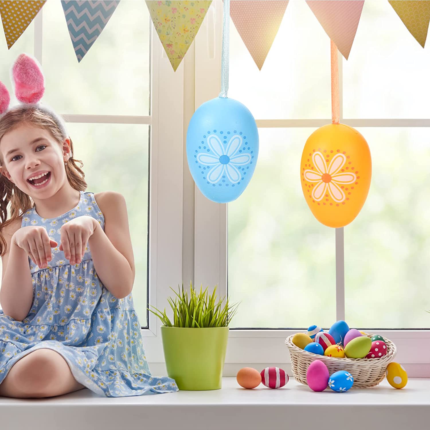 Set 12 oua de Paste, decorative pentru casa, birou, scoala, multicolore ...