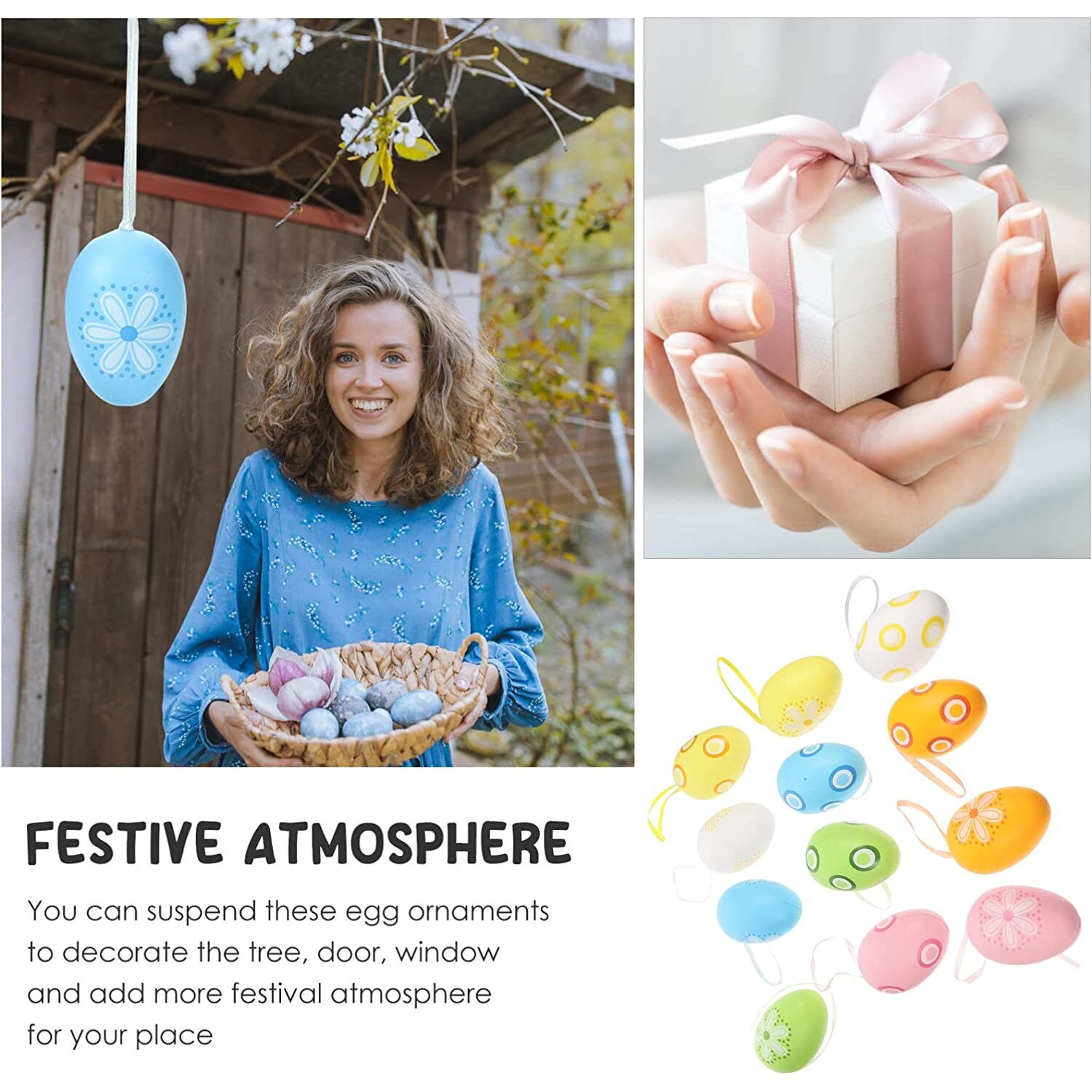 Set 12 oua de Paste, decorative pentru casa, birou, scoala, multicolore ...