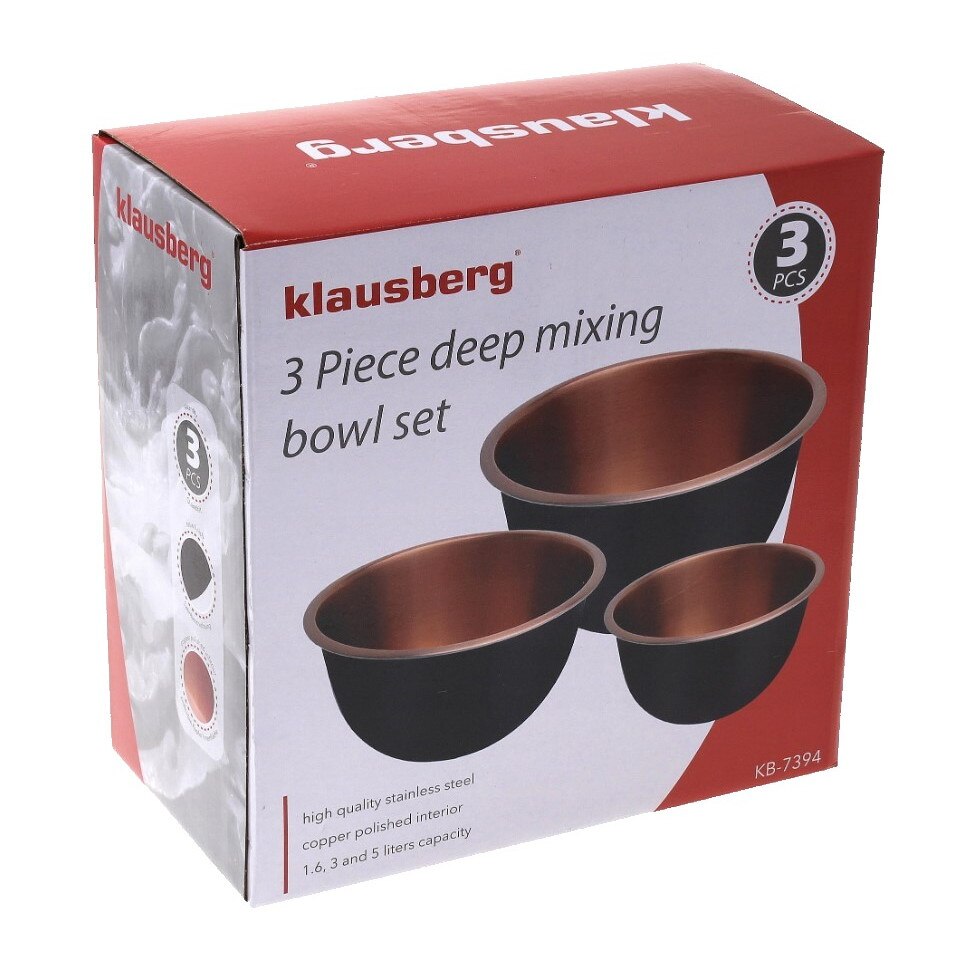 Boluri, inox, negru, set de 3 piese 1,6 l, 3 l si 5 l, Klausberg - eMAG.ro