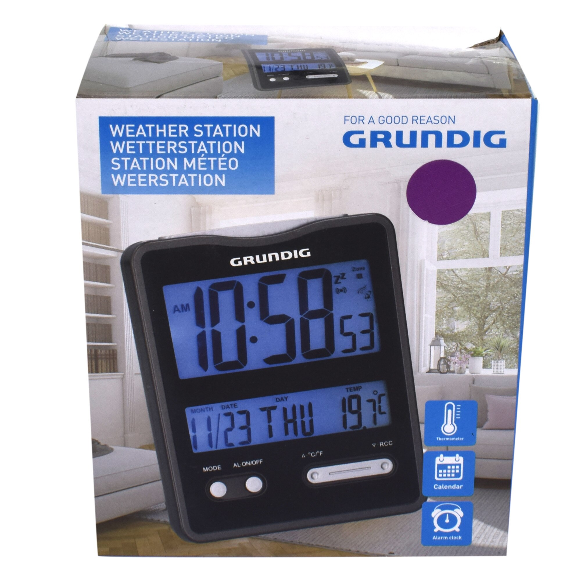 Statie Meteo Grundig cu termometru de camera, ceas, alarma, valori ...