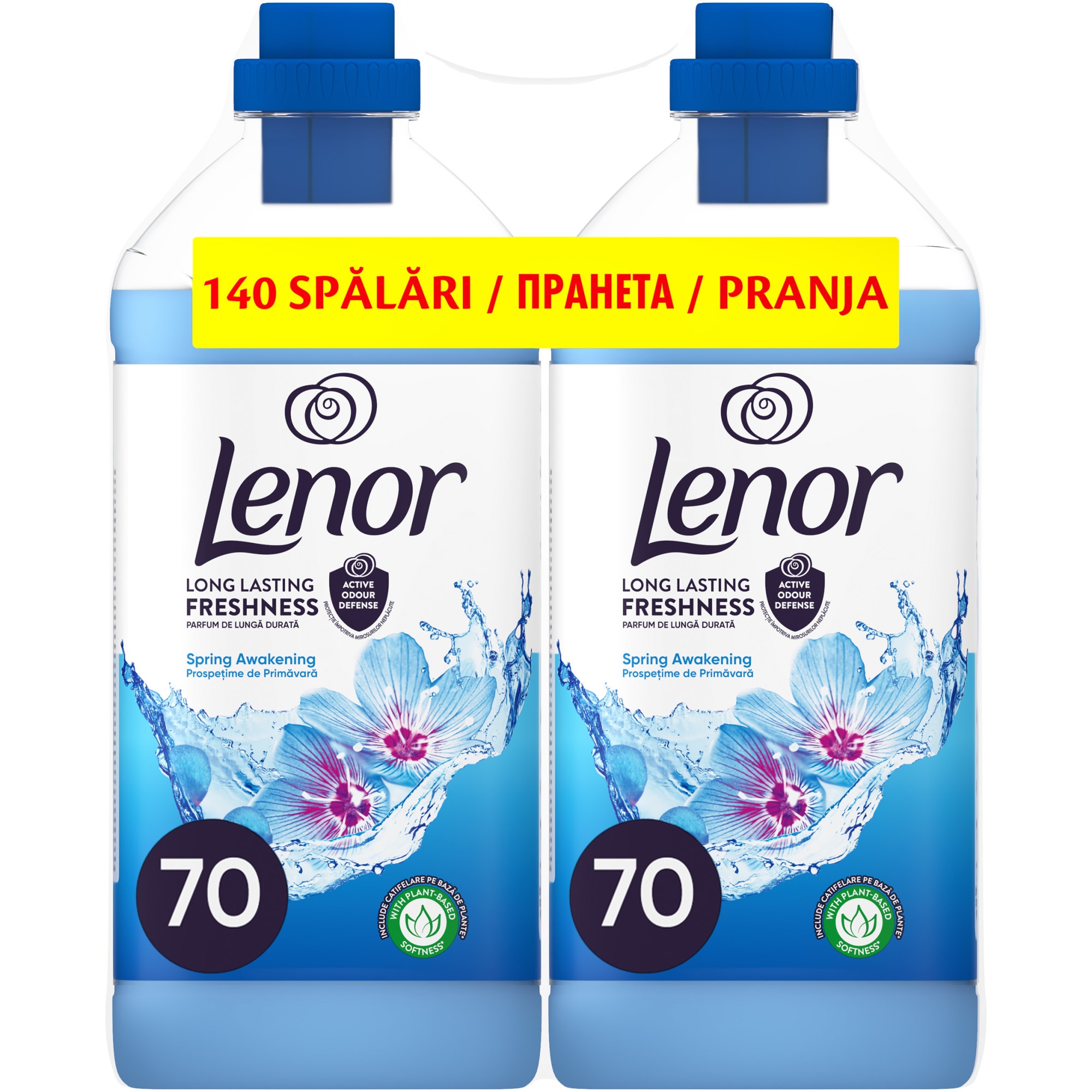 Пакет Омекотител Lenor Spring Awakening, 2x70 пранета, 2x1,75 л - eMAG.bg