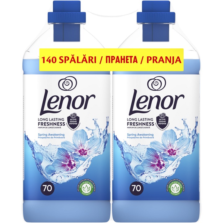 Пакет Омекотител Lenor Spring Awakening, 2x70 пранета, 2x1,75 л - eMAG.bg