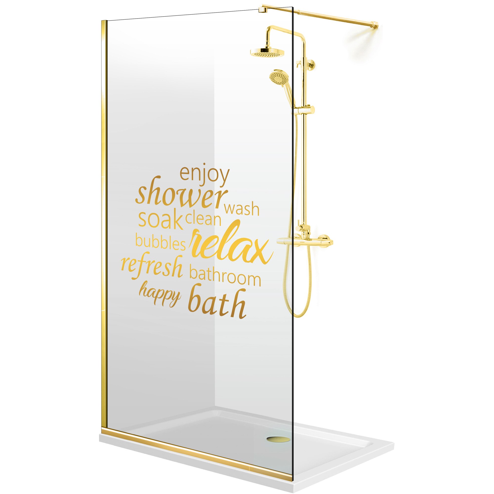 Paravan dus walk-in Aqua Roy ® Gold, model Relax auriu, sticla 8 mm ...