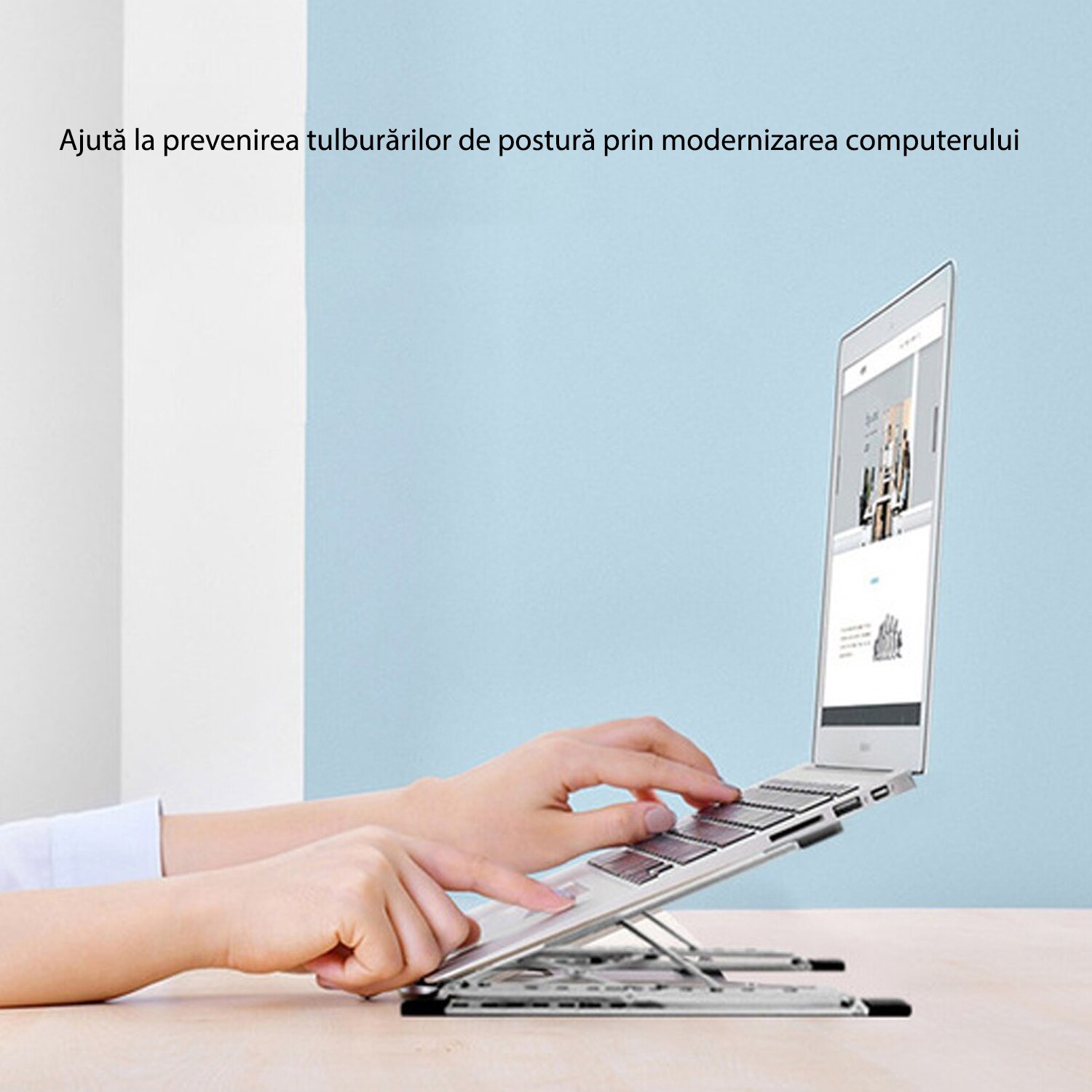 Suport laptop, BYONDSELF®, reglare cu doua straturi, compact si ...