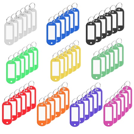 Set 6 brelocuri cu eticheta, Plastic/Otel inoxidabil, Multicolor - eMAG.ro