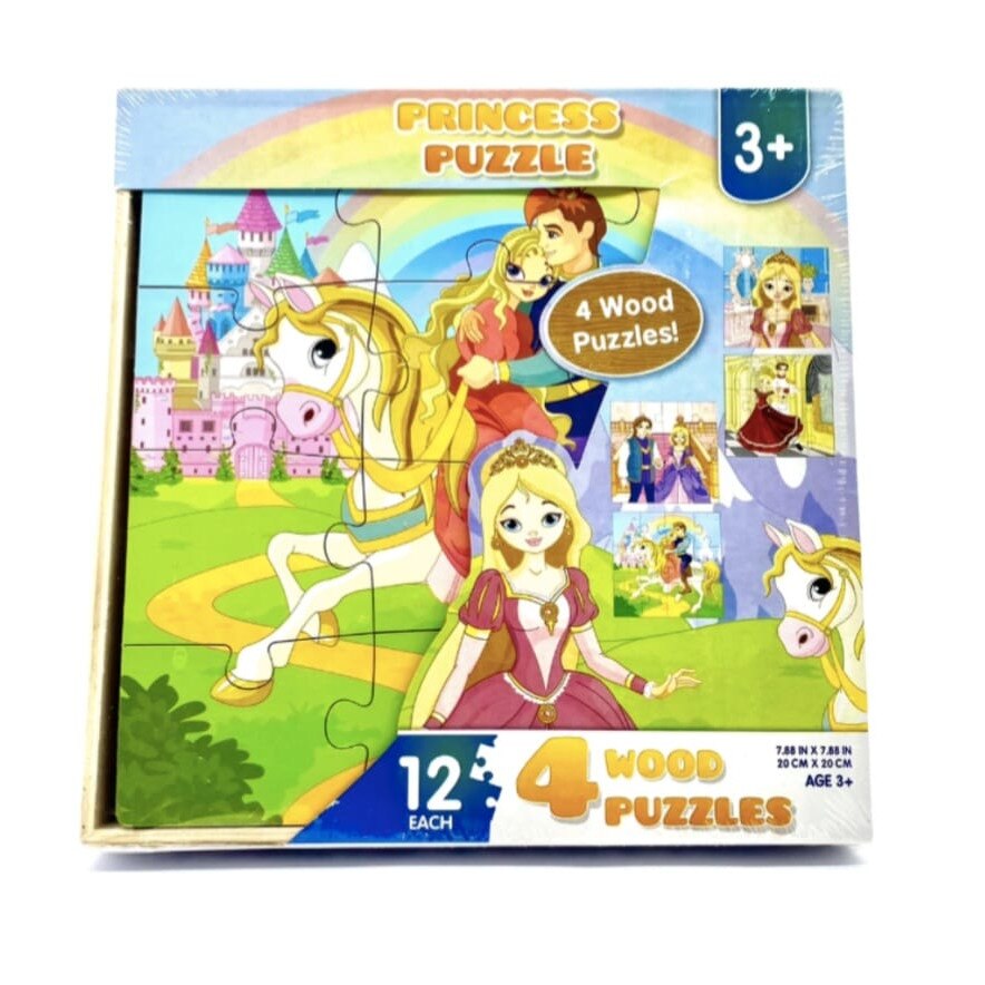 Set 4 puzzle din lemn - Printese si printi, 48 piese - eMAG.ro