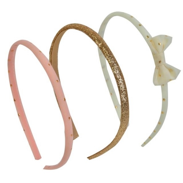 Set 3 bentite pentru fetite, multicolor, cu stelute si funda - eMAG.ro