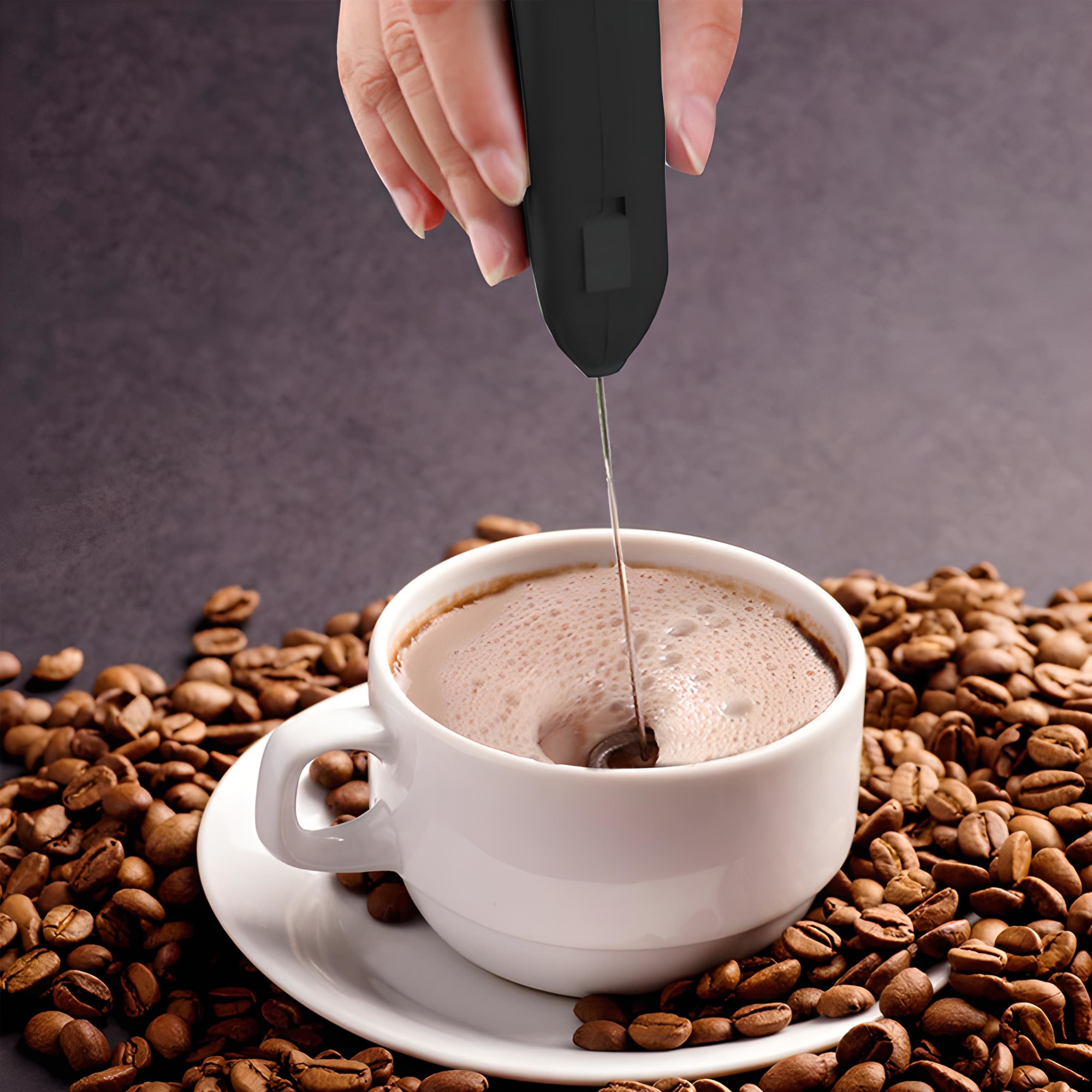 Spumator de lapte, negru, otel inoxidabil, plastic, 11500 rpm - eMAG.ro