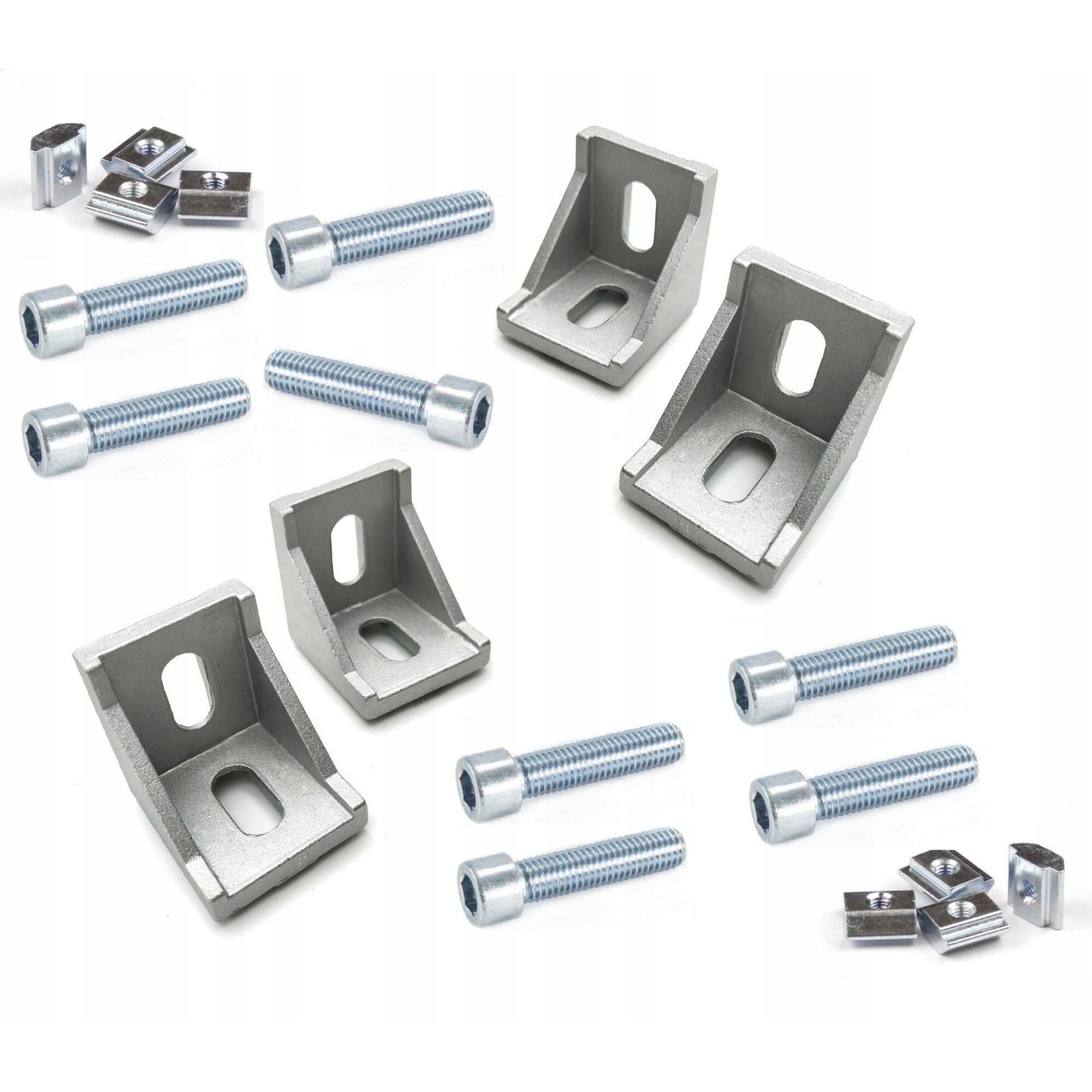 Set 4 coltari metalici + accesorii V-Slot, Argintiu - eMAG.ro