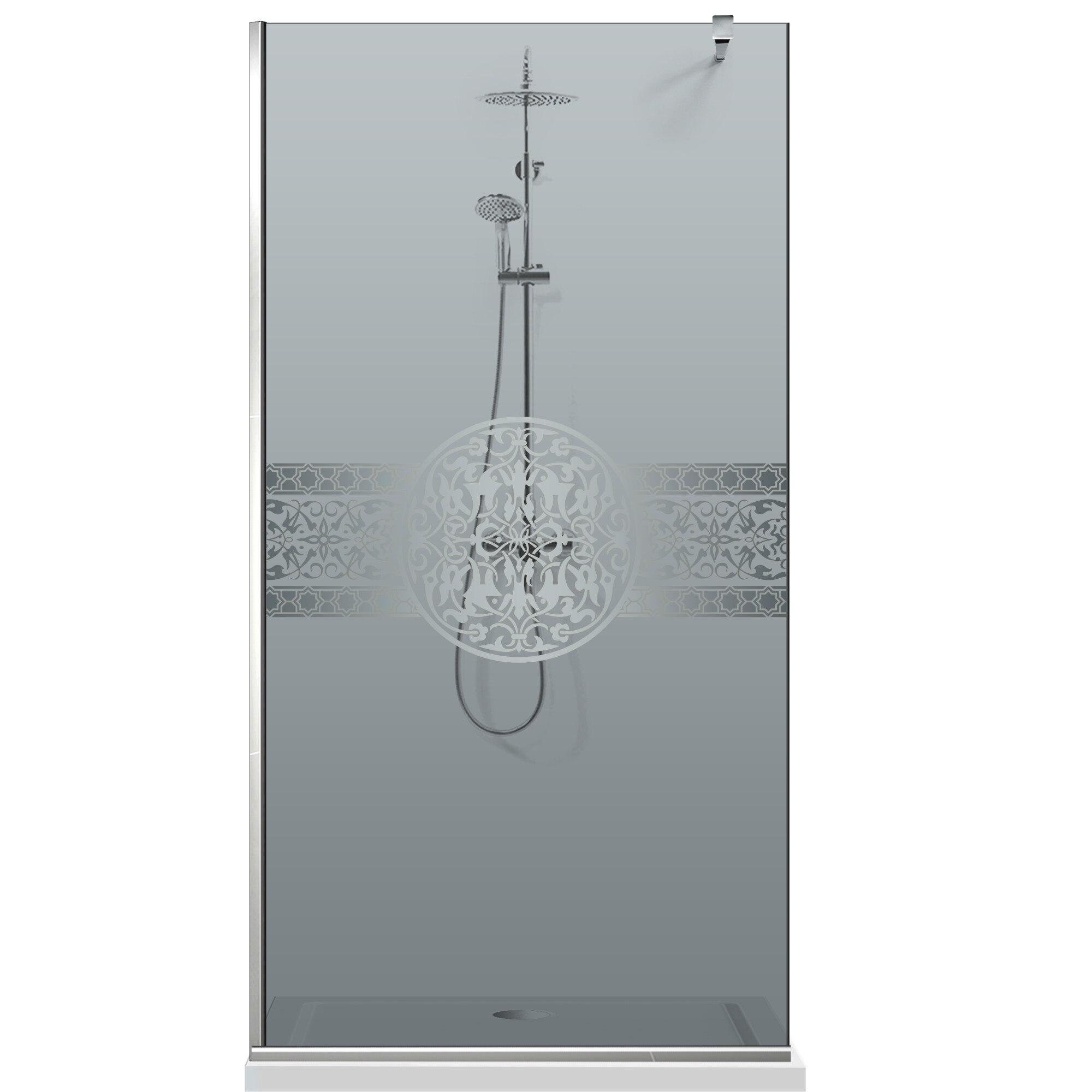 Paravan dus walk-in Aqua Roy ® INOX, model Doha Medalion incolor ...