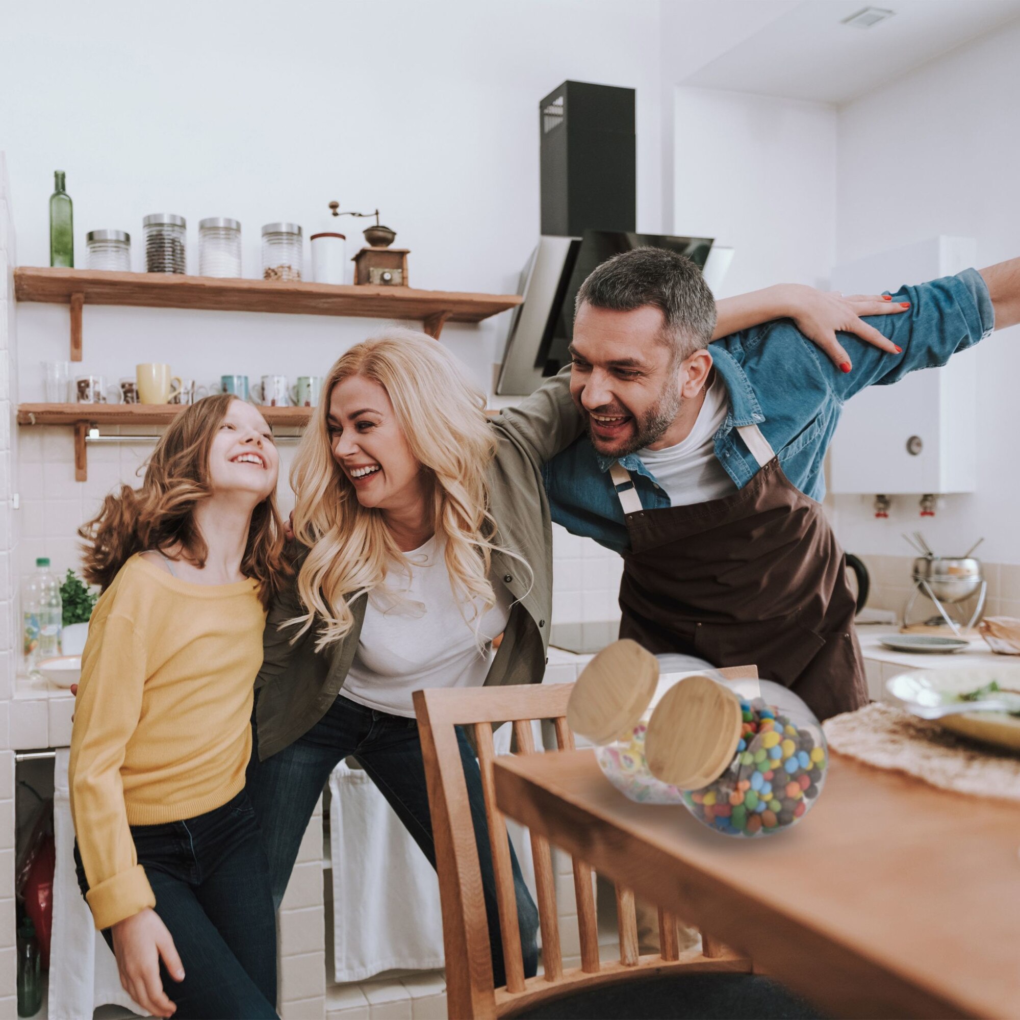 Set 2 borcane pentru bomboane/condimente/cafea, sticla/bambus ...