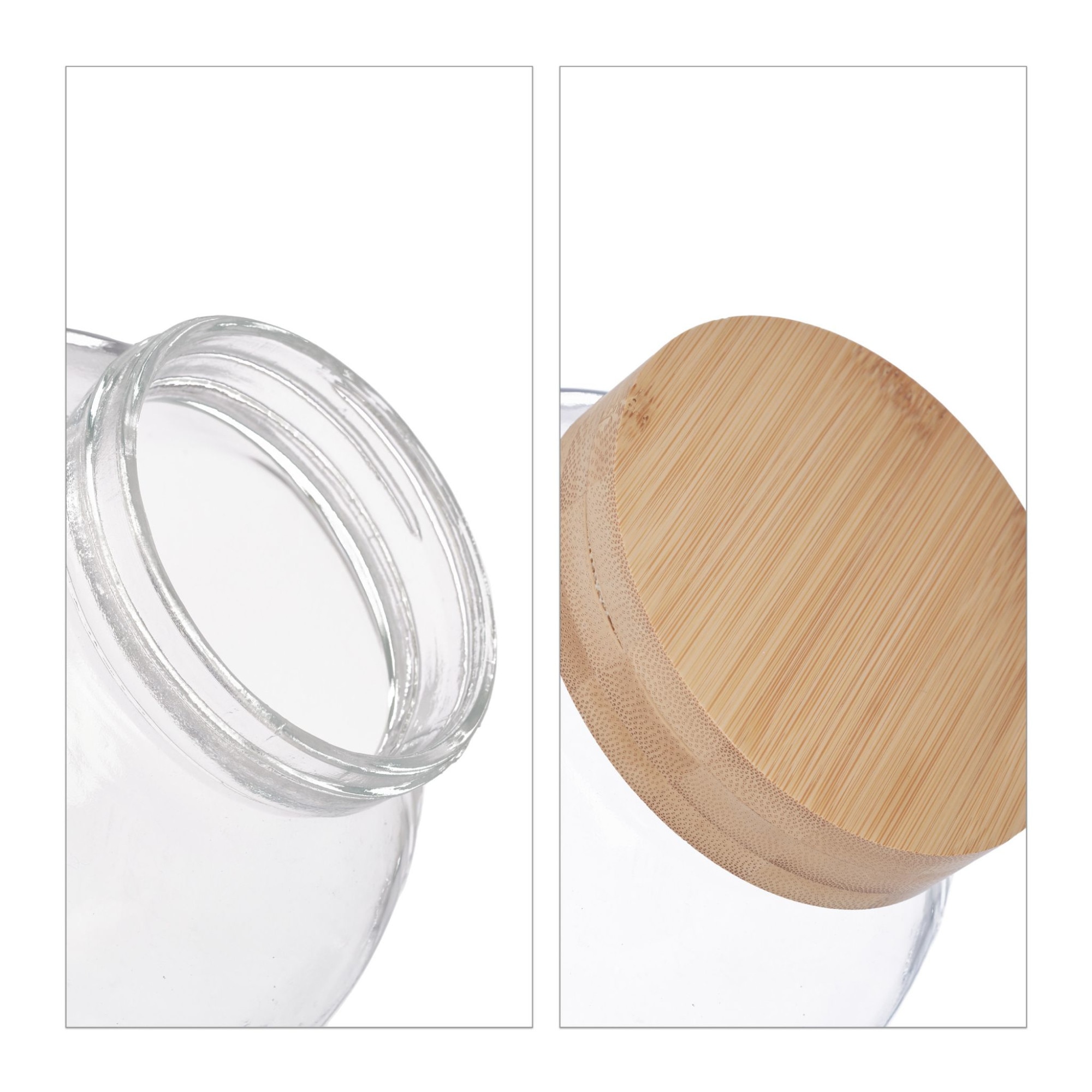 Set 2 borcane pentru bomboane/condimente/cafea, sticla/bambus ...