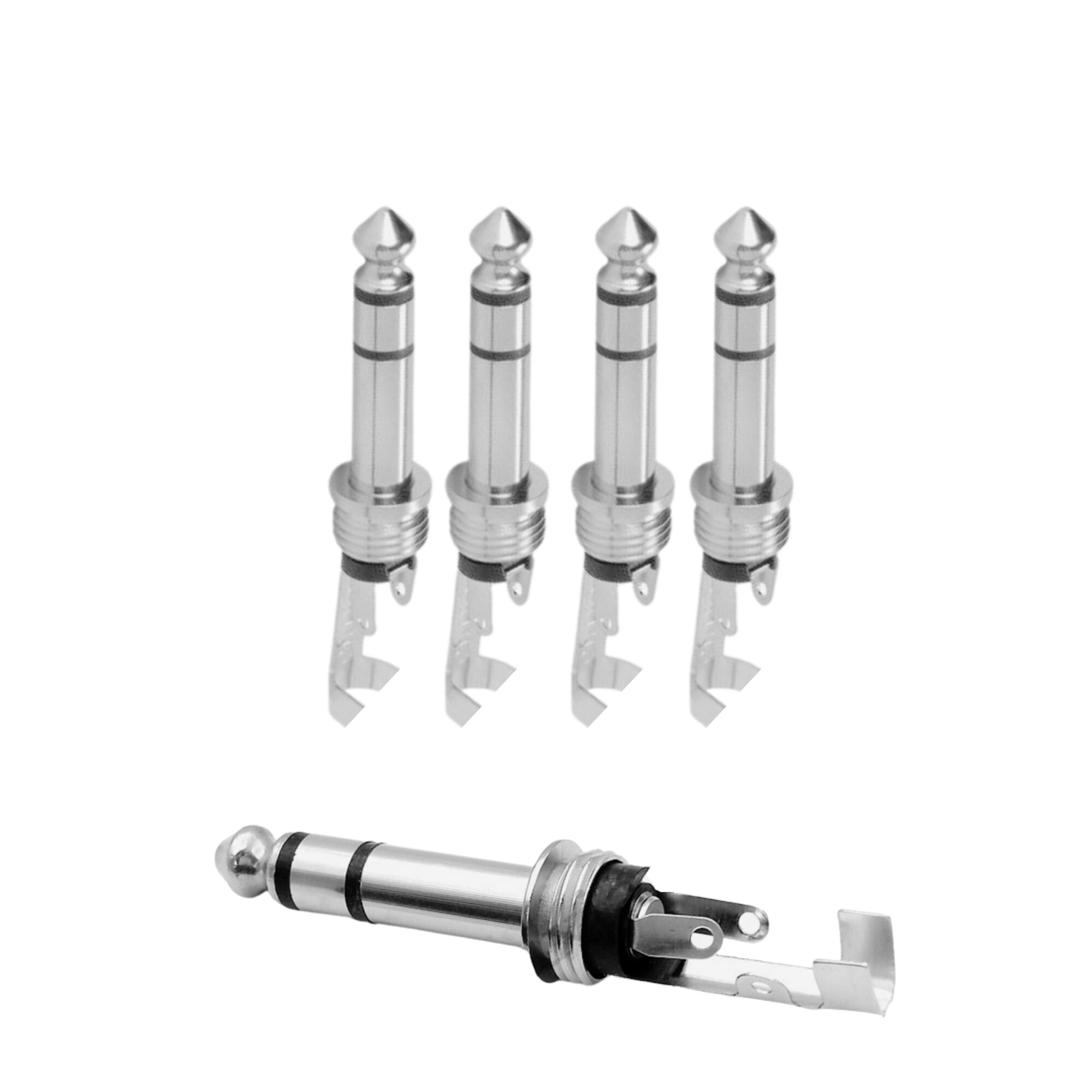 Set 4x Conectori Jack 6.3mm, Stereo, pentru Statie, Boxe, Amplificare ...