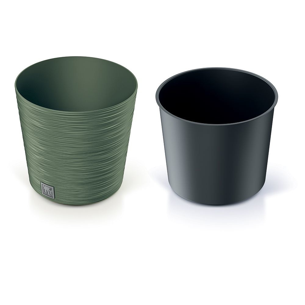 Ghiveci de flori, Prosperplast, Plastic, 25cm, Verde/Negru - eMAG.ro