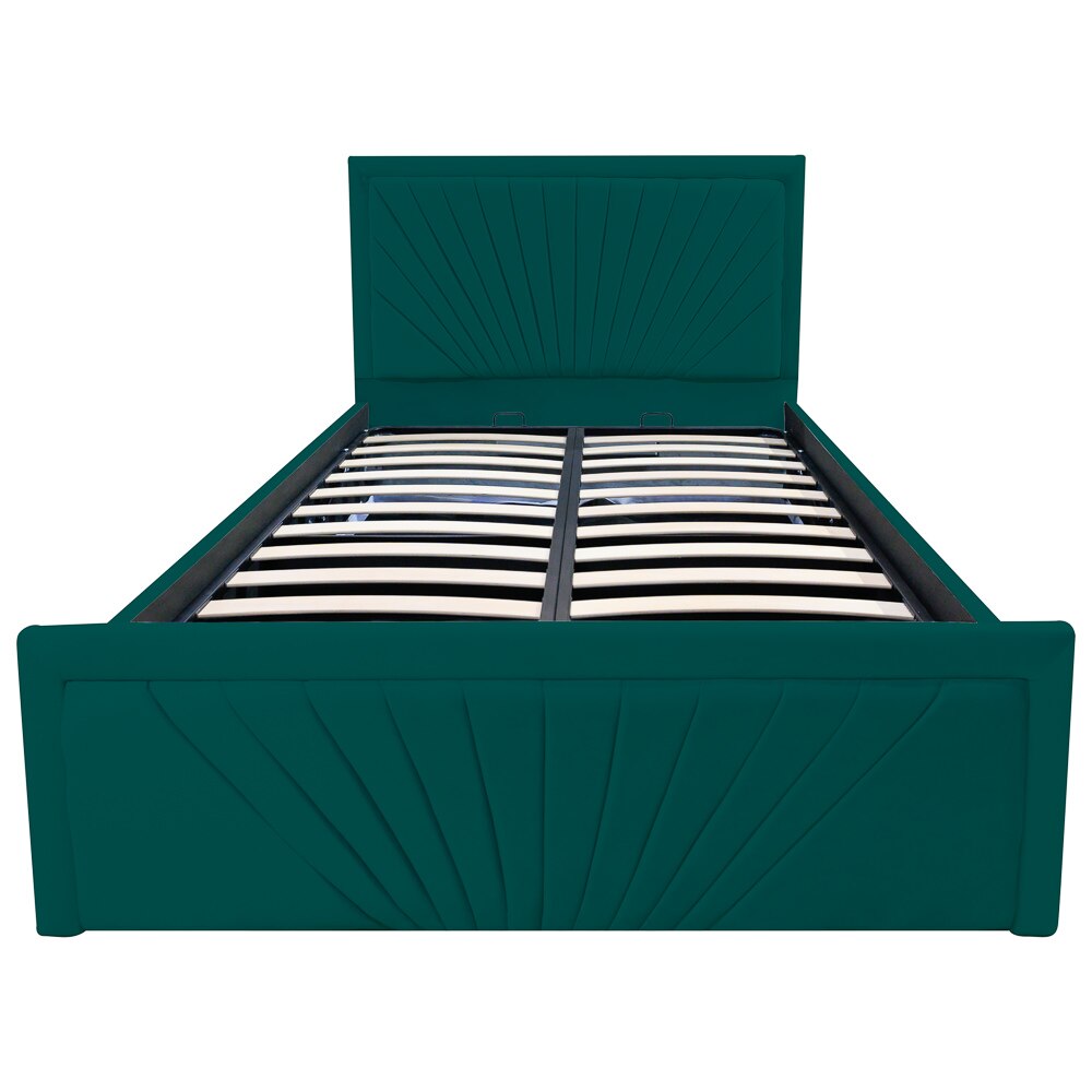 Pat dublu tapitat model Virginia, 160/200 cm, culoare verde, cu somiera ...