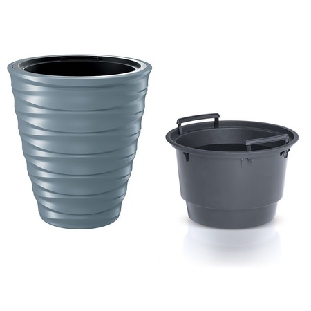 Ghiveci flori cu insertie Freze, Prosperplast, PVC, 29.9 x 32 cm, Gri ...