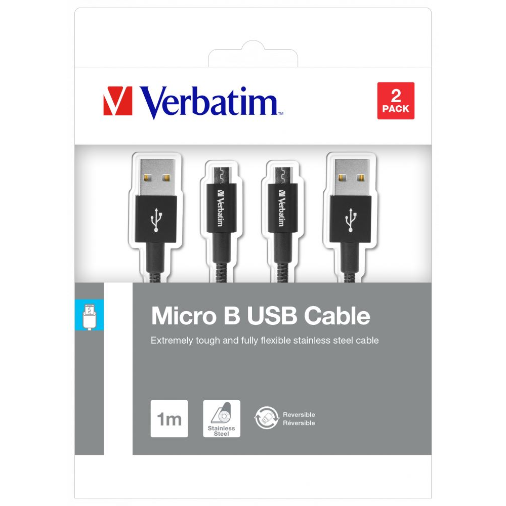 Set 2 cabluri de date, Verbatim, Tip USB 3.2, 1m, Negru - eMAG.ro