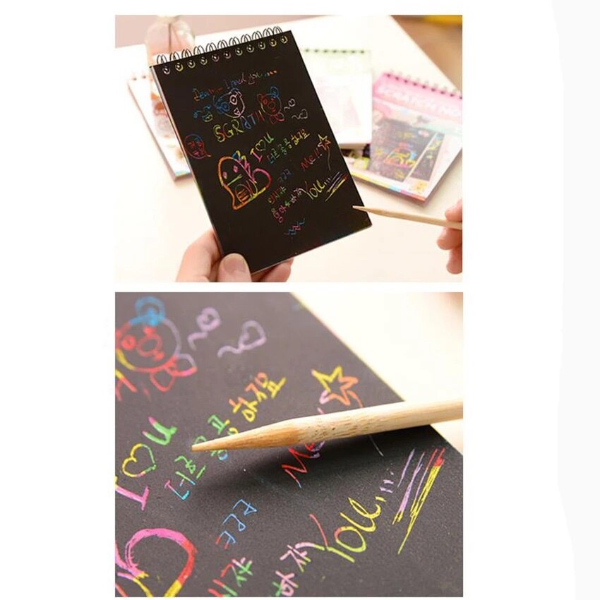 Caiet 10 Fise razuibile, Scratch Paper Note, Salestore.ro®, creion ...