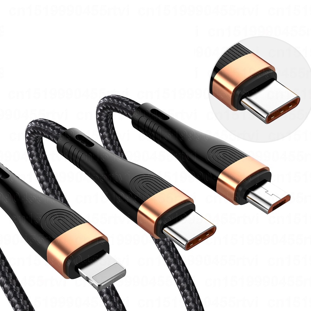 Cablu USB Type C 3 in 1, conectori 1 x Type C, 1 x Micro USB, 1 x tip ...