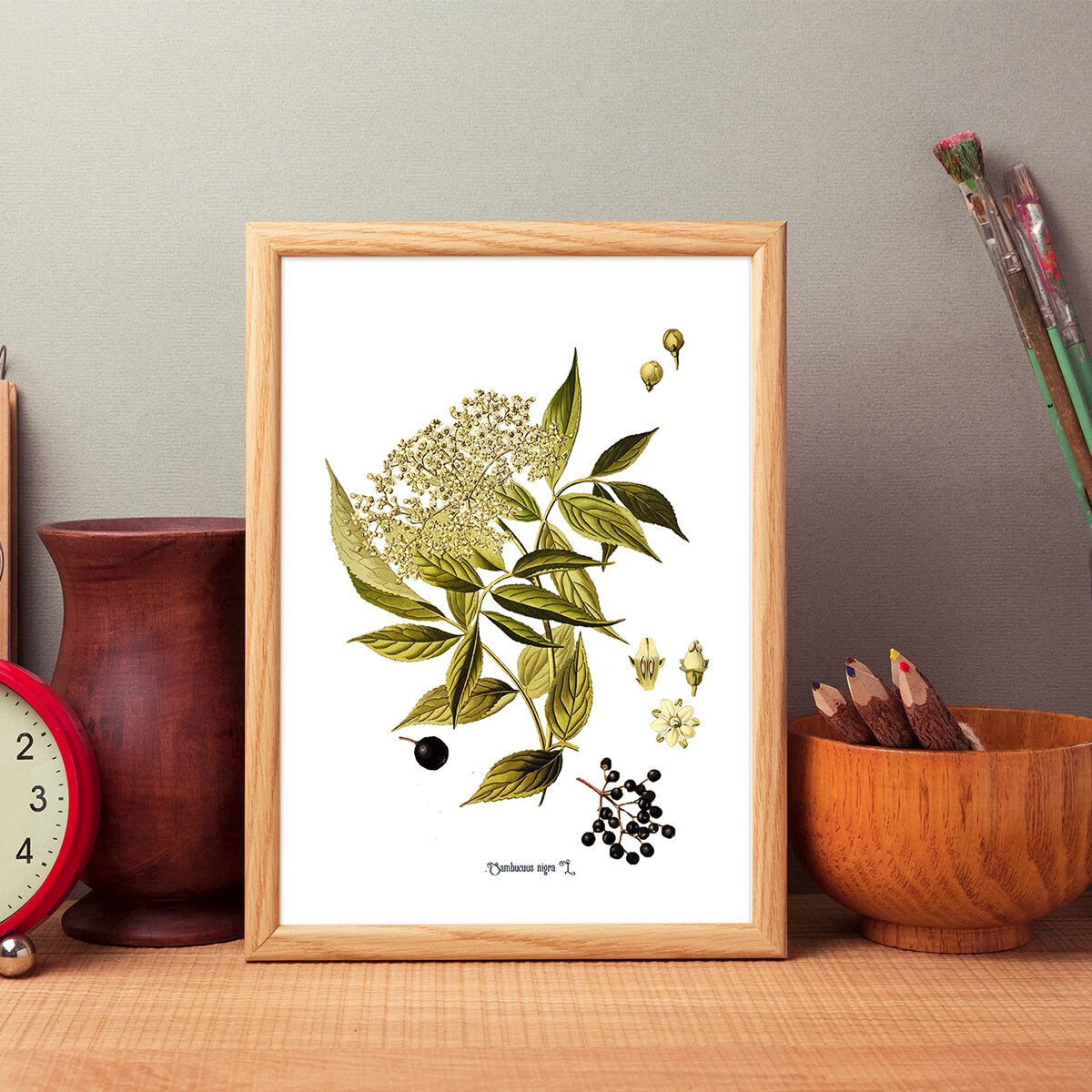 Pachet cadou: Tablou modern SOC, print desen botanic vintage, cu o ...